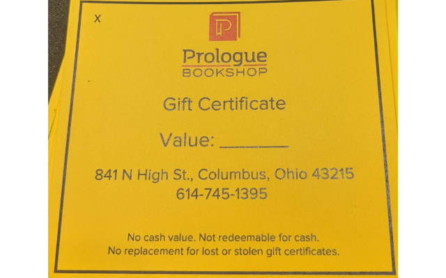 Order Prologue Bookshop LLC eGift Cards